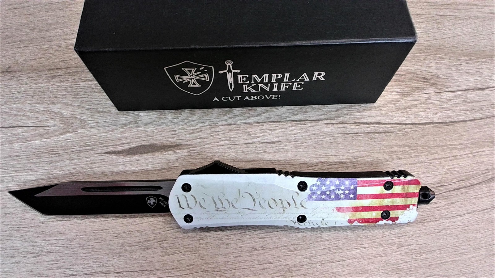 TEMPLAR KNIFE LARGE OTF WE THE PEOPLE 3.5" Blade BLACK TANTO on www.Gun ...